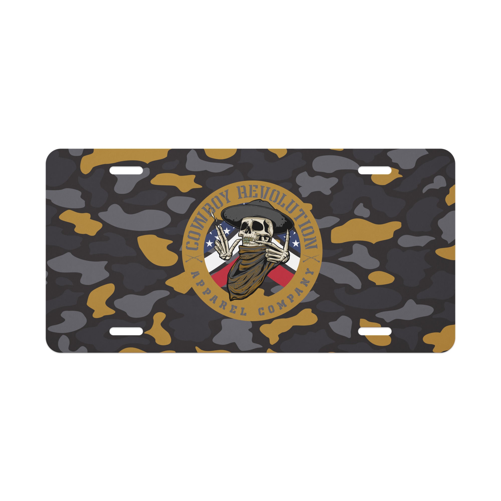 NOLA Black Camo Cowboy Revolution Logo Vanity license plate